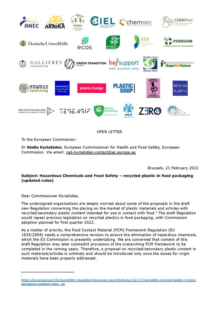 Open letter on Hazardous Chemicals and Food Safety - recycled plastic ...